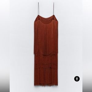 Zara | Dresses | Zara Strappy Dress With Fringe | Poshmark